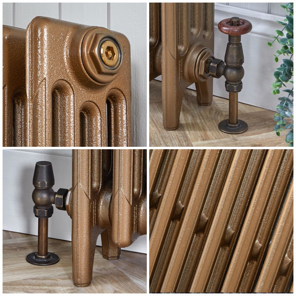 Gietijzeren Radiator 4-Koloms 76cm Hoog Gebrand Goud | Kies de Breedte ...