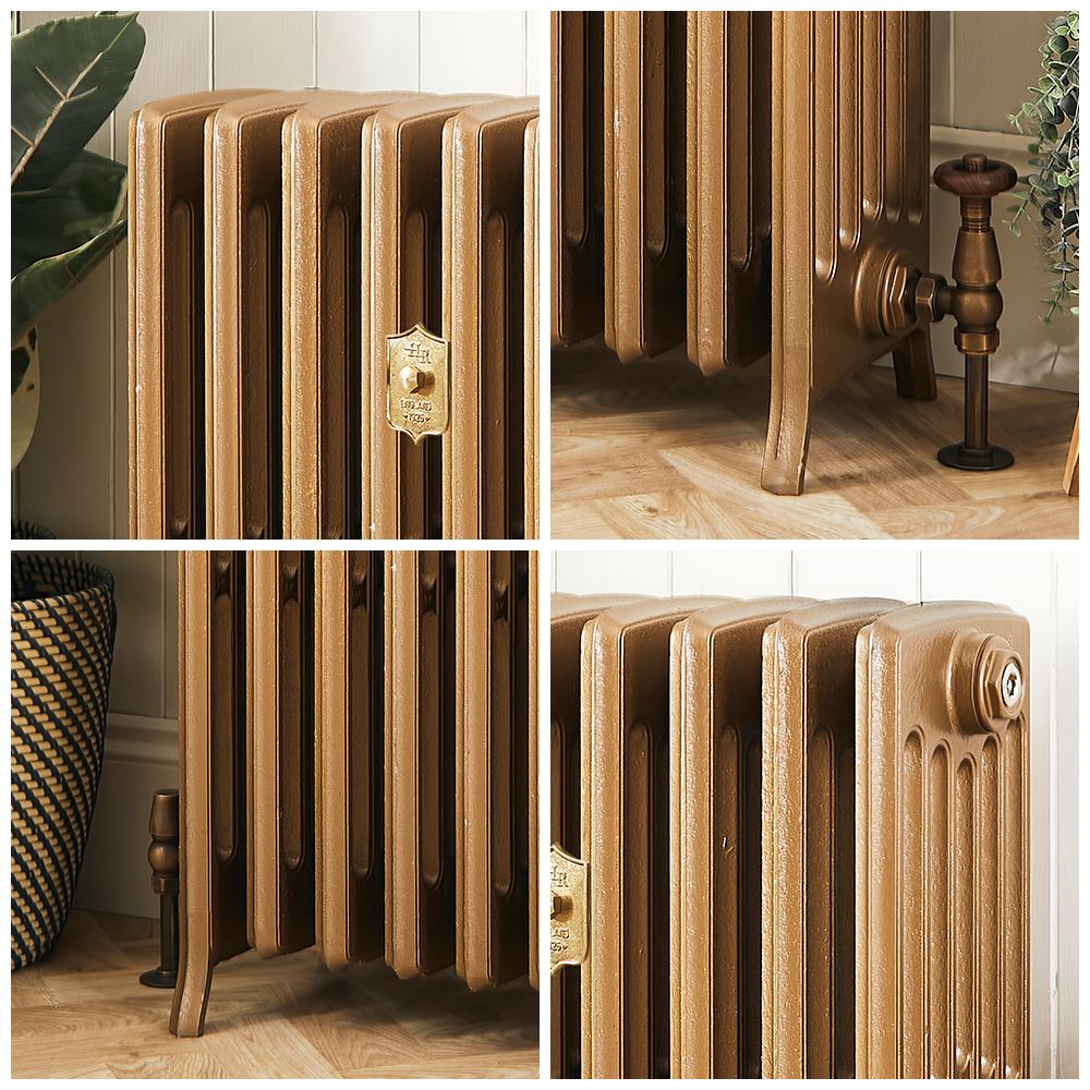 Gietijzeren Radiator Gebrand Goud H. 66cm x Kies de Breedte| Isabel
