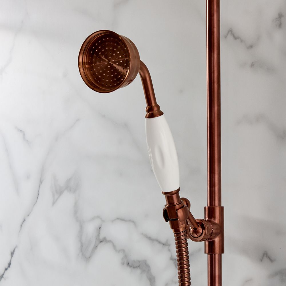 Douchekolom met Douchekop en Handdouche - Klassiek, Satijn Koper ...