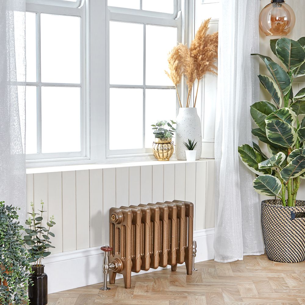 Gietijzeren Radiator 4-Koloms 36cm Hoog Gebrand Goud | Kies de Breedte ...