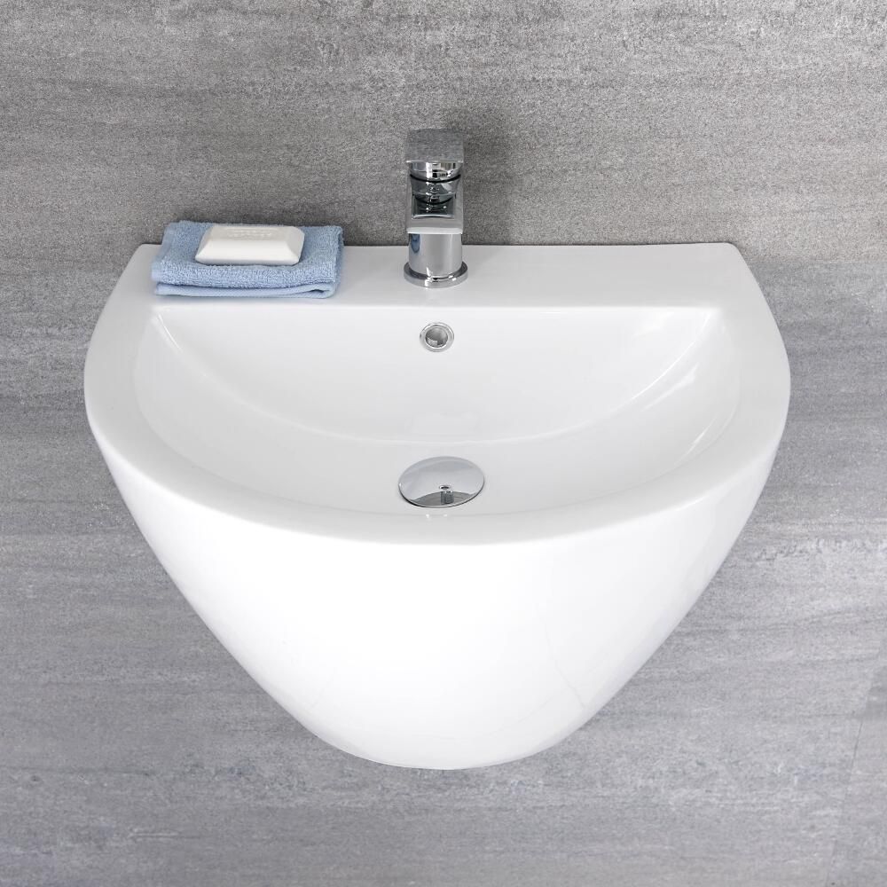 Fontein Toilet Keramiek Modern B.53 x D.44cm Met 1 x Kraangat Wit | Ashbury