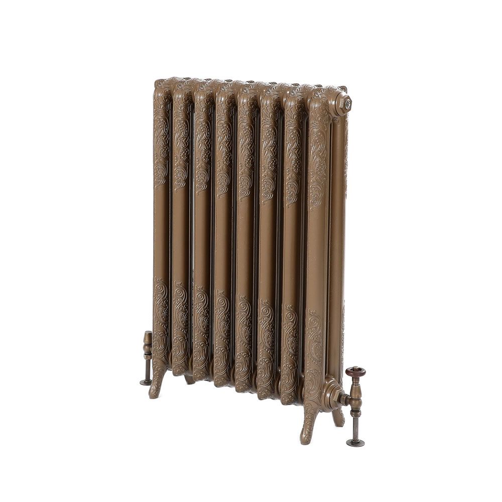 Gietijzeren Radiator Met Bloemenmotief 2 Koloms Gebrand Goud H. 51cm x ...
