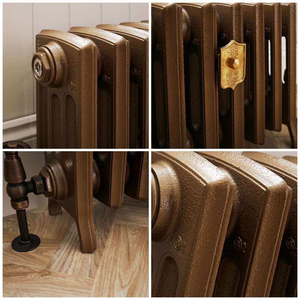 Gietijzeren Radiator Gebrand Goud H. 35,7cm x Kies de Breedte| Isabel