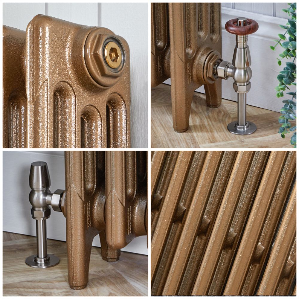 Gietijzeren Radiator 4-Koloms 36cm Hoog Gebrand Goud | Kies de Breedte ...