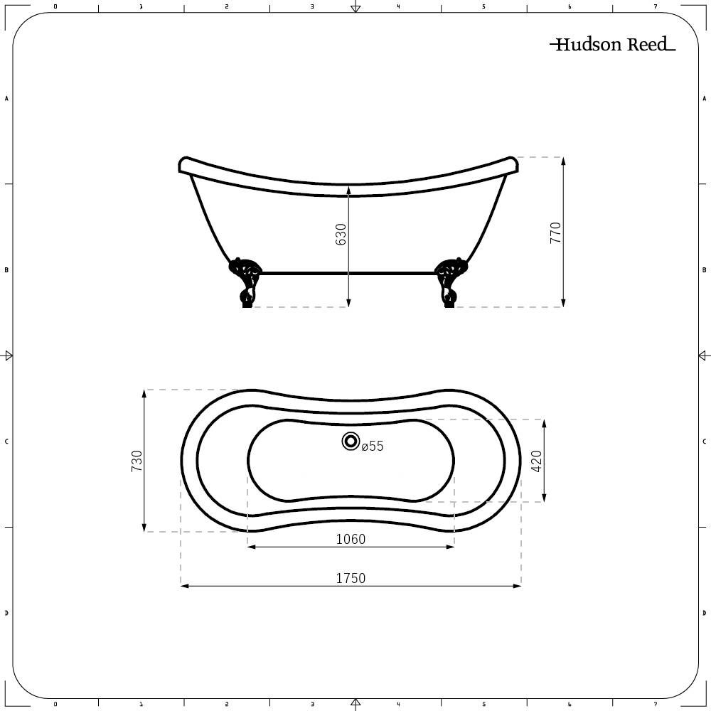 Vrijstaand Bad Klassiek Glanzend Wit 175 x 73cm met Geborsteld Goud ...