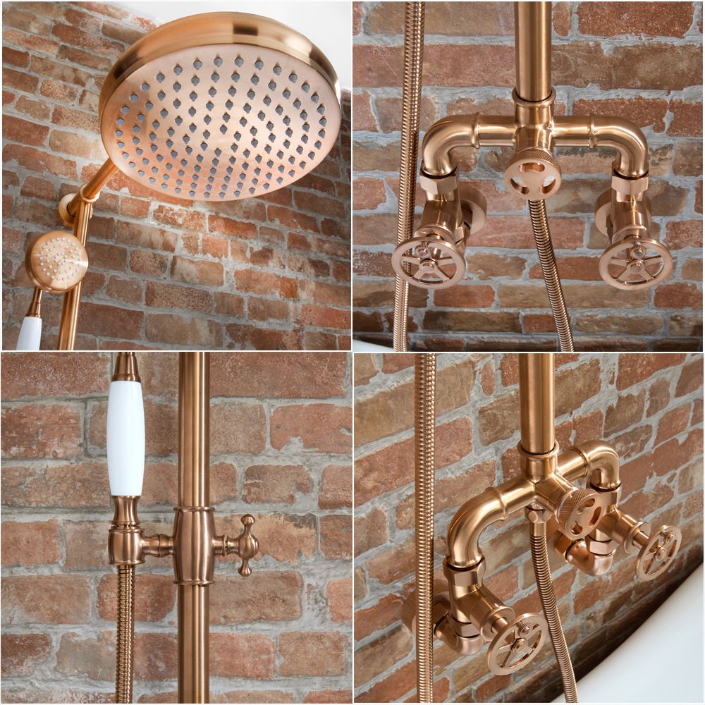 Doucheset Industriële Stijl - 2-Weg Opbouw Douchekraan, Ronde Douchekop ...