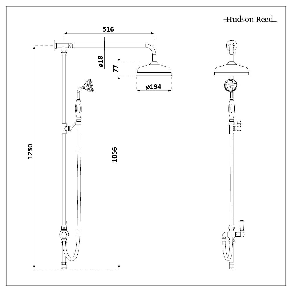 Douchekolom met Douchekop en Handdouche - Klassiek, Satijn Koper ...