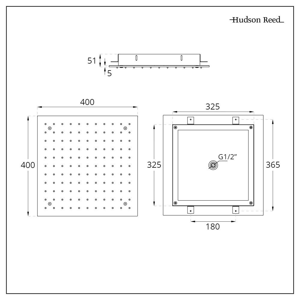 Inbouw Plafond Douchekop 40cm Vierkant - Modern, Satijn Koper | Alara