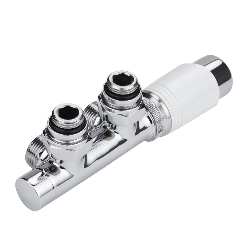 Radiatorkraan Thermostatisch Onderblok Middenaansluiting Haaks Chroom ...