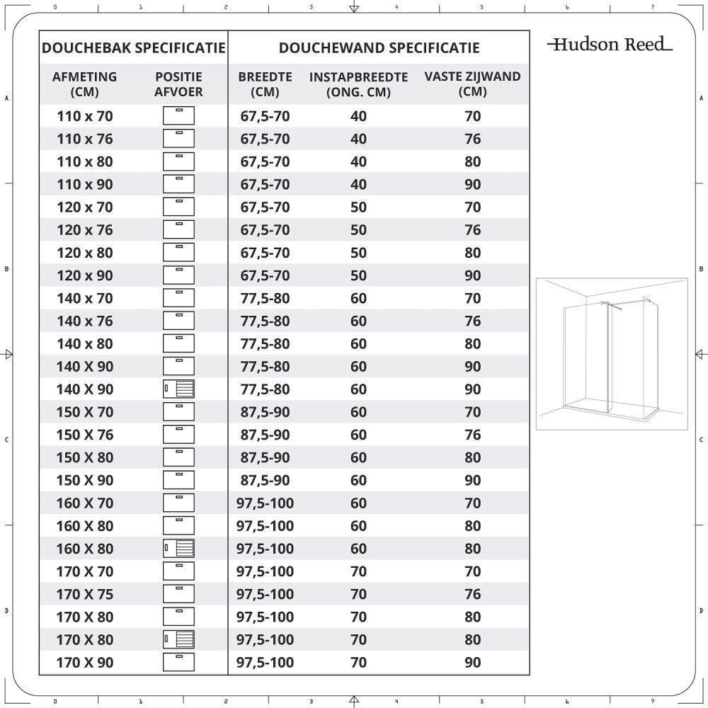 Inloopdouche 2 Vaste Rookglas Douchewanden | Keuze Afmeting Witte ...