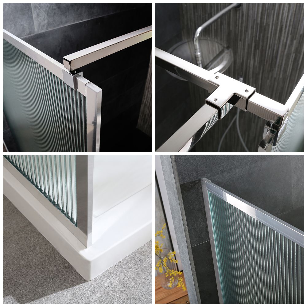 Inloopdouche Hoek - Geribbelde Glazen Douchewand met Chromen Frame ...