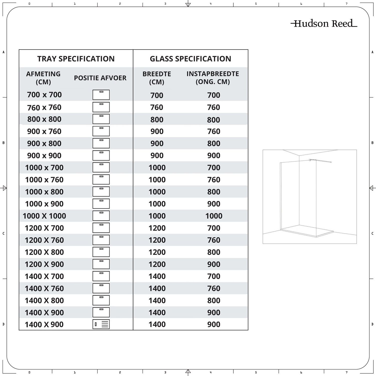 Inloopdouche 1 Vaste Douchewand Chroom | Keuze Afmeting Douchebak Wit ...