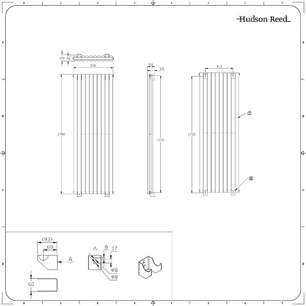 Design Radiator CV Verticaal (Dubbel Paneel) Modern 178cm x 59cm - Wit ...